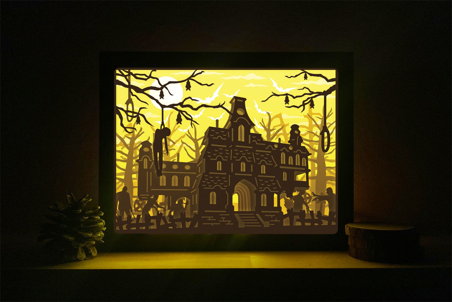 Haunted Castle 1A Shadow Box Svg, Haunted Castle Paper Cut Light Box ...