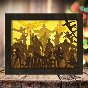 Super Heroes Paper Cut Light Box Template: DIY Shadow Box SVG (digital ...
