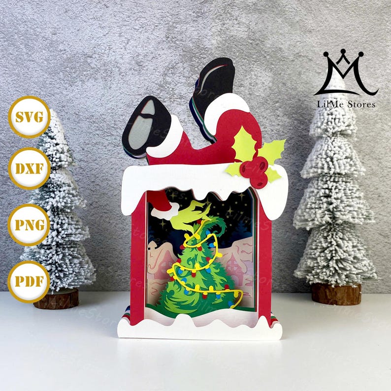 Santa Chimney Pop-up Card SVG, Popup SVG Cutting File, Popup Gift ...