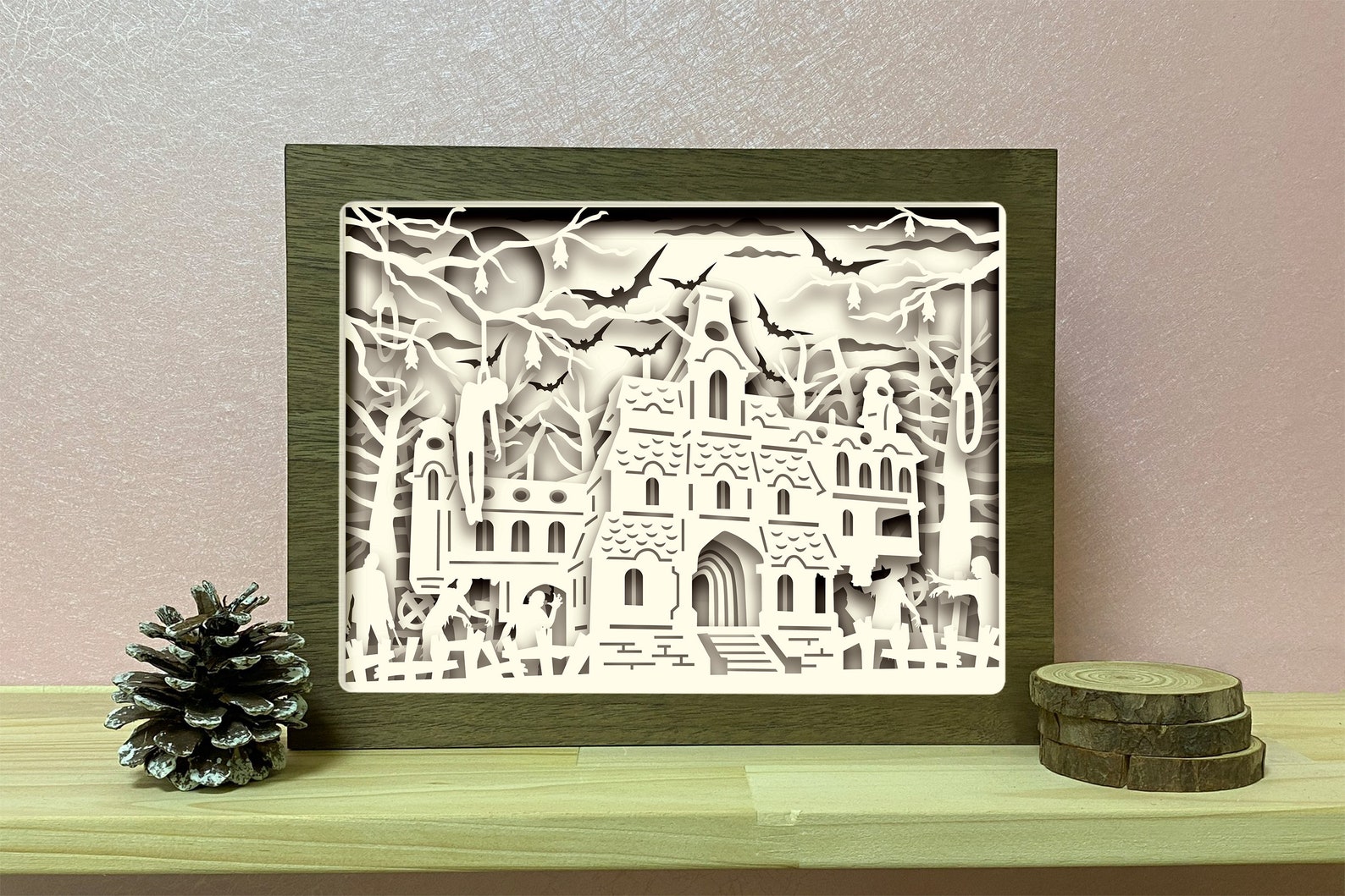 Haunted Castle 1A Shadow Box Svg, Haunted Castle Paper Cut Light Box ...