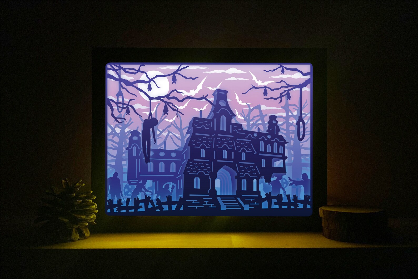 Haunted Castle 1A Shadow Box Svg, Haunted Castle Paper Cut Light Box ...