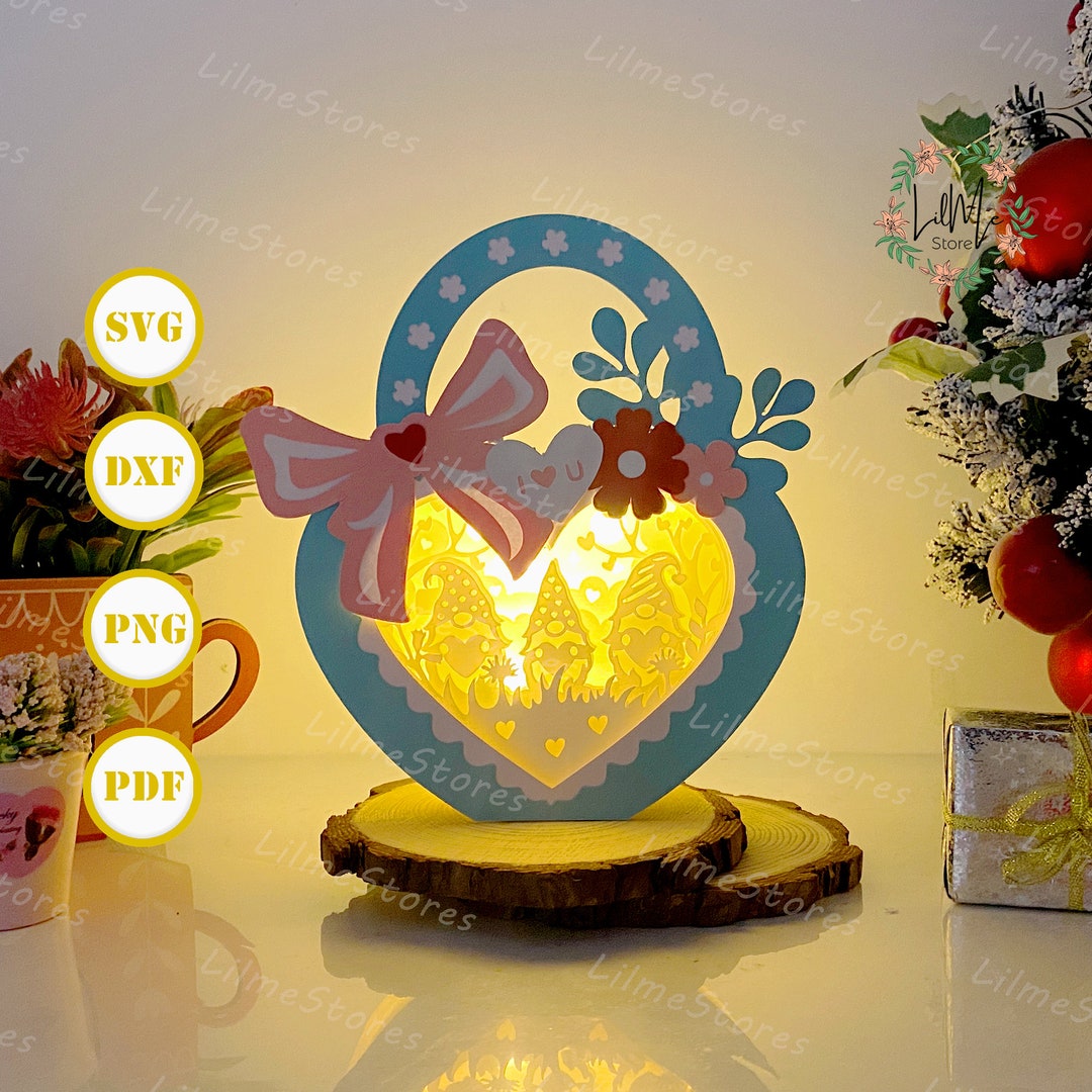 Gnome Love Bag Love Box Template, 3D Shadow Box SVG Files, Shadow Box ...