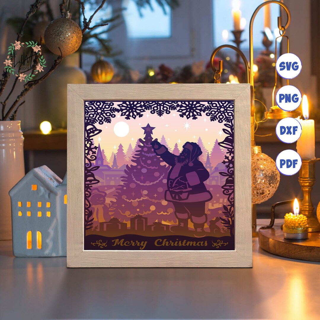 3D Santa Claus, Shadow Box Svg, for Cricut, for Silhouette, Layered ...