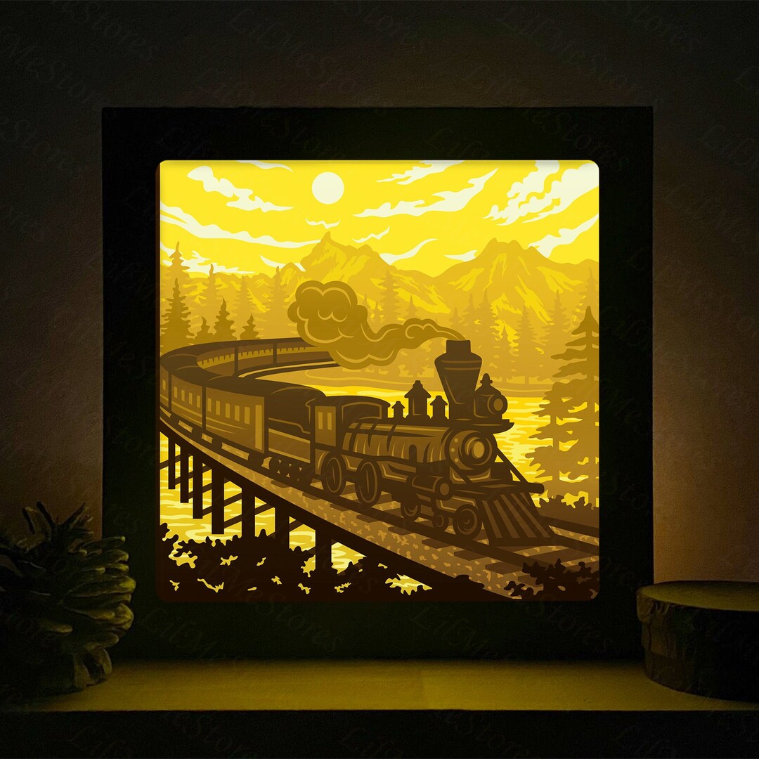 Old Train 2 Shadow Box Svg Old Train Paper Cut Light Box 3D - Etsy Canada