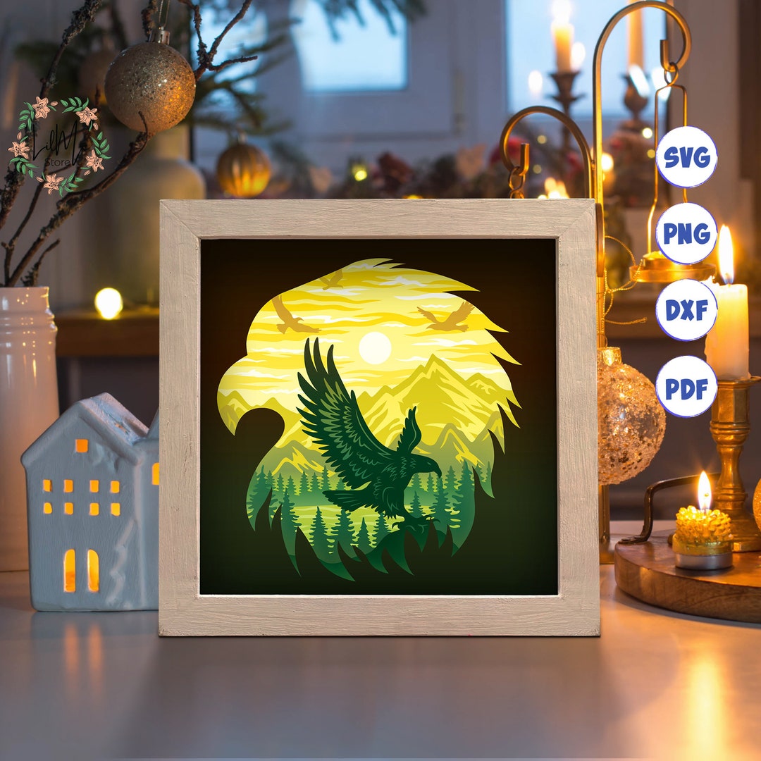 3D Eagle, Shadow Box Svg, for Cricut, for Silhouette, Layered Template ...