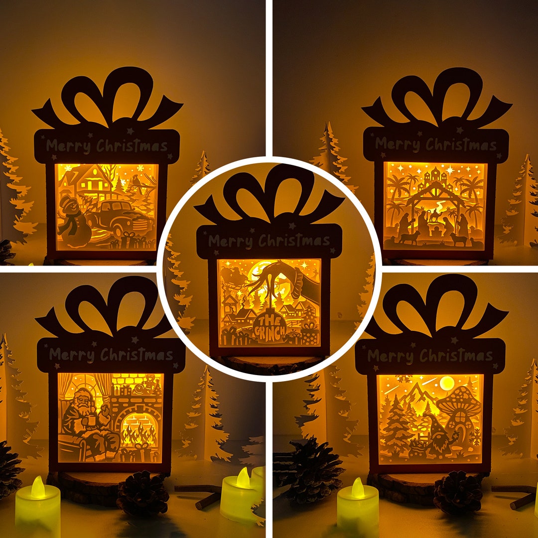 Pack 5 Gift Box Christmas Lantern Lantern SVG for Cricut - Etsy