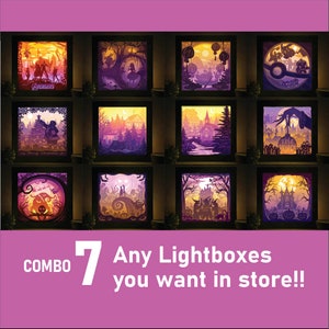 Combo 7 Lightbox Templates: 3D Papercut Shadow Box SVG (digital Files ...