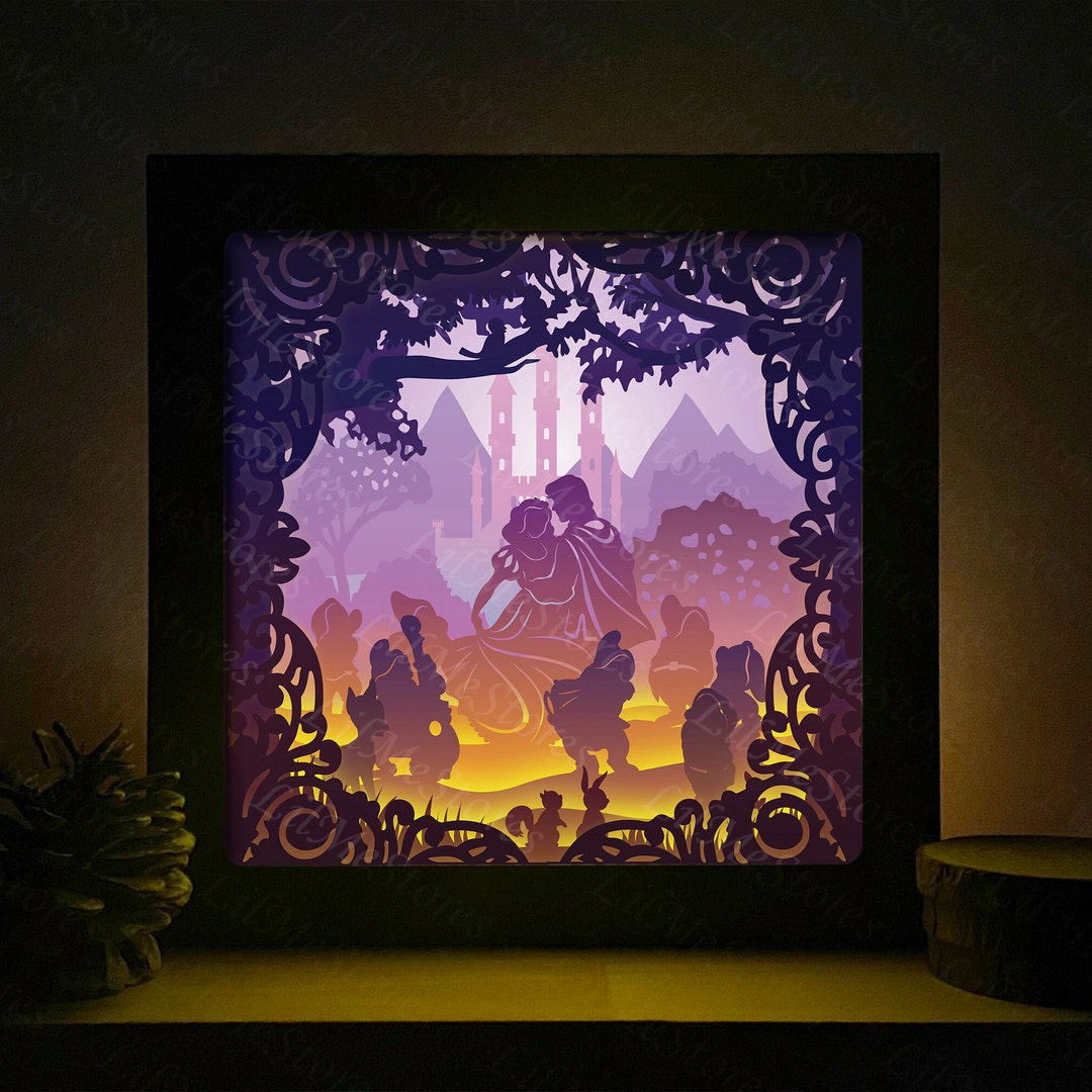 3D Snow White Shadow Box SVG: Layered Paper Cut Template (digital ...