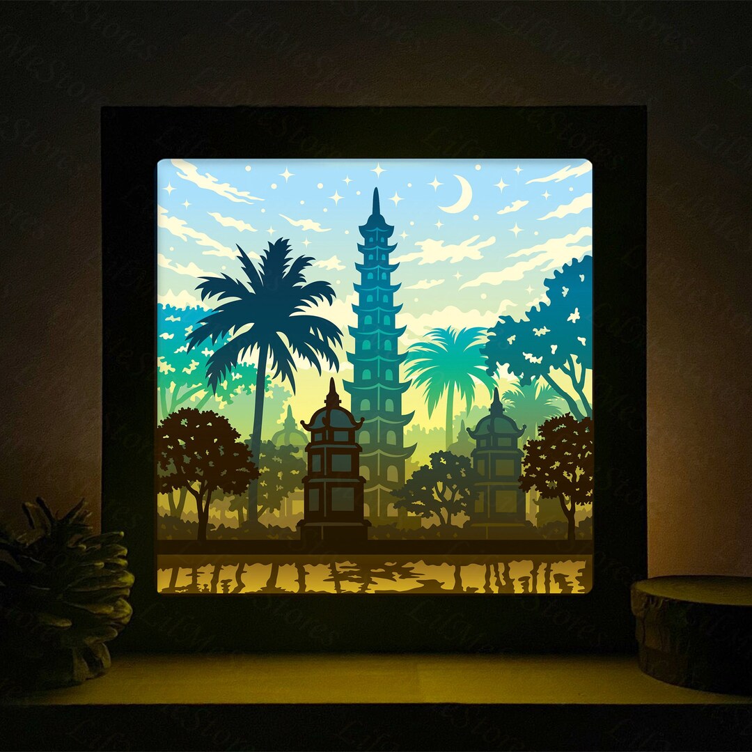 Tran Quoc Pagoda 3D Shadow Box Svg Pagoda Paper Cut Light - Etsy