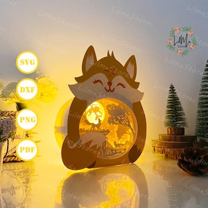 Moon Fox Box Template, 3D Shadow Box SVG Files, Shadow Box Paper Cut ...