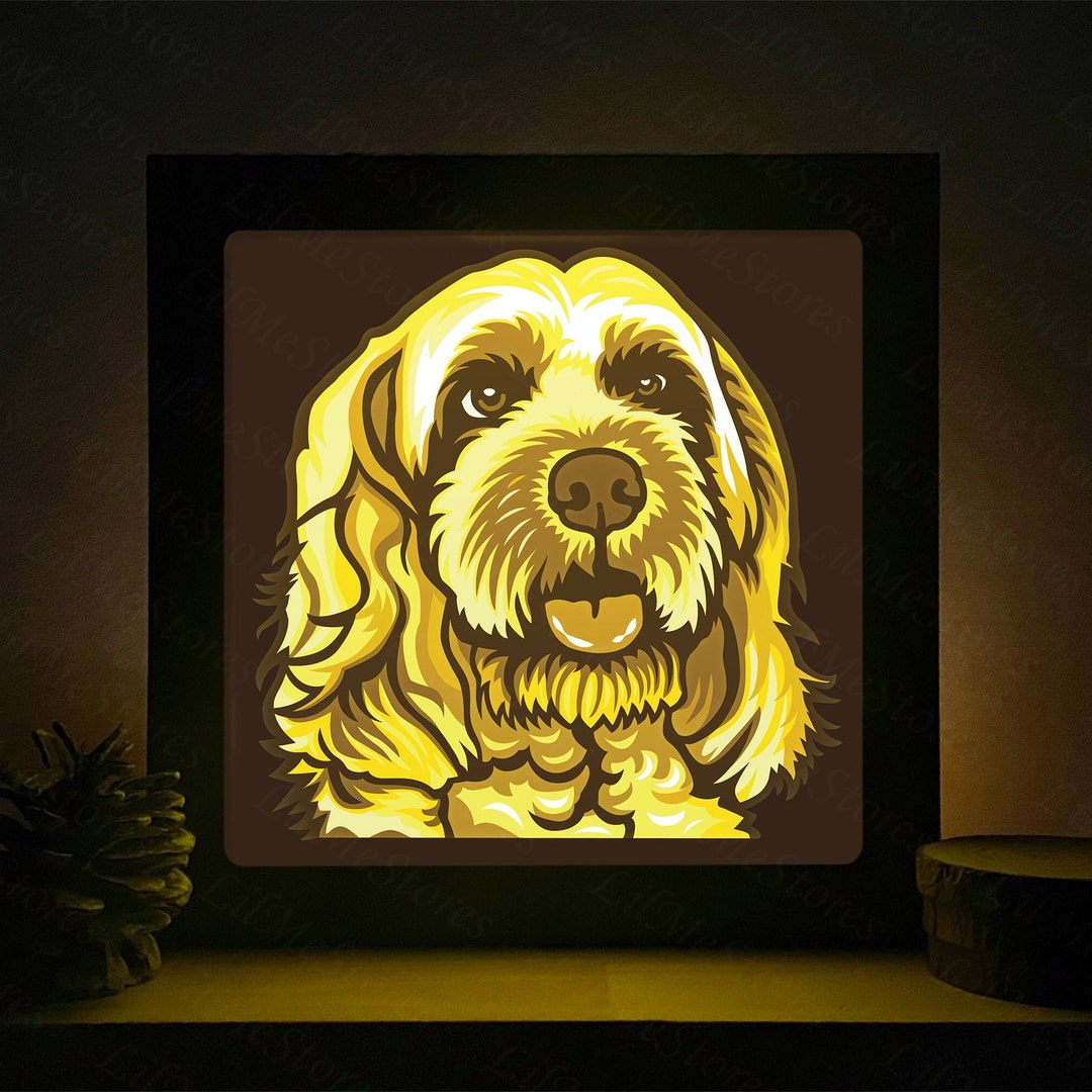 Cockapoo 3D Paper Cut Lightbox Papercut Lightbox Shadow Box - Etsy.de