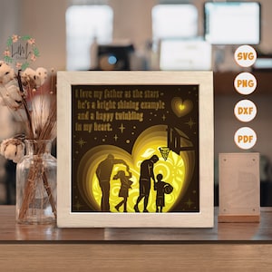 Happy Father's Day 7 Paper Cut Light Box Template 3D - Etsy