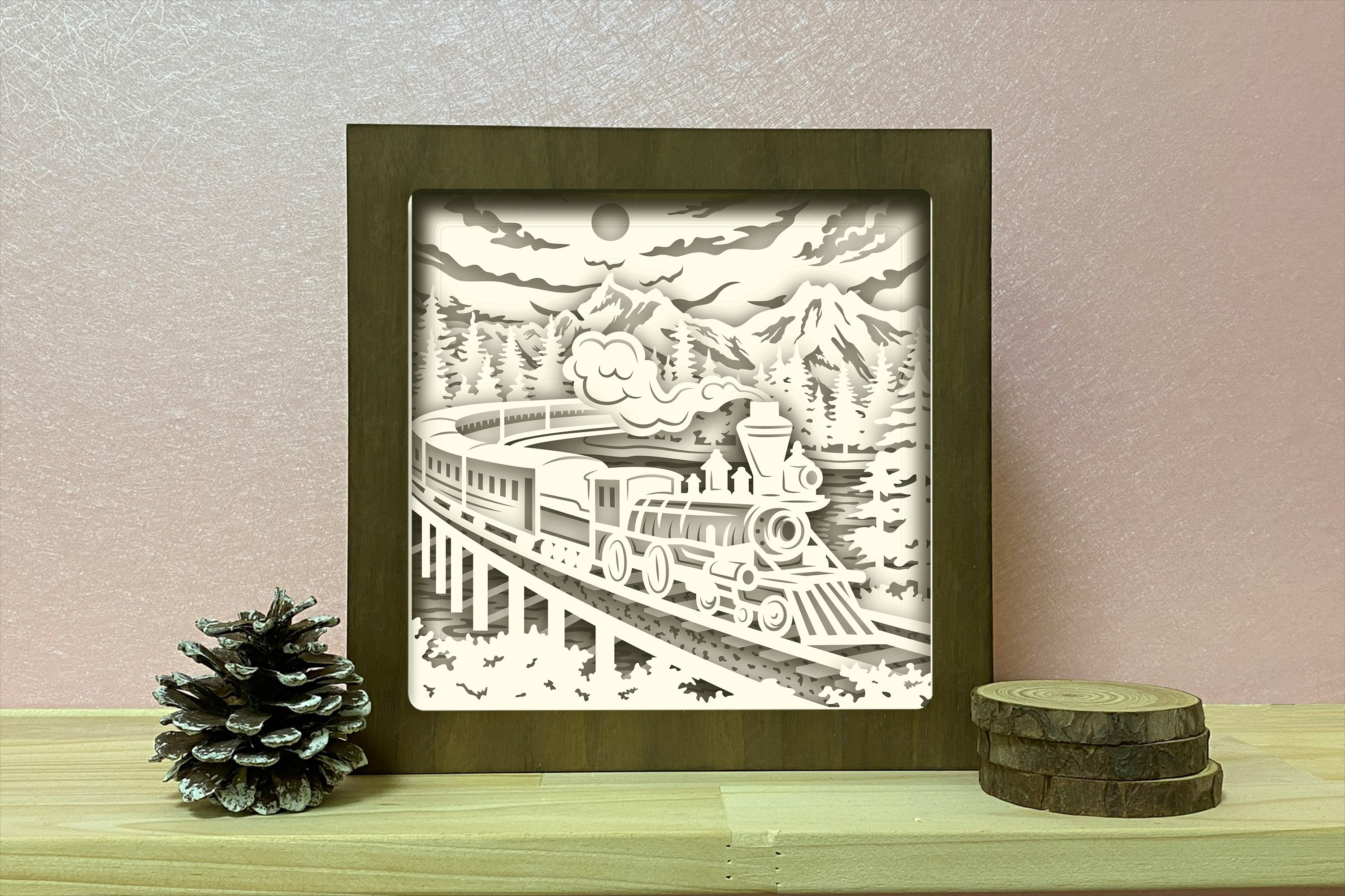 Old Train 2 Paper Cut Light Box Template 3D Papercut Lightbox - Etsy UK