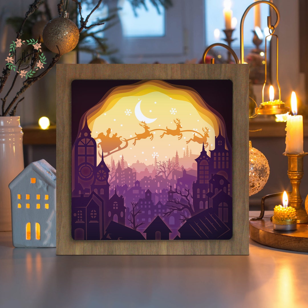 Christmas Town 3D Paper Cut Light Box Papercut Lightbox - Etsy
