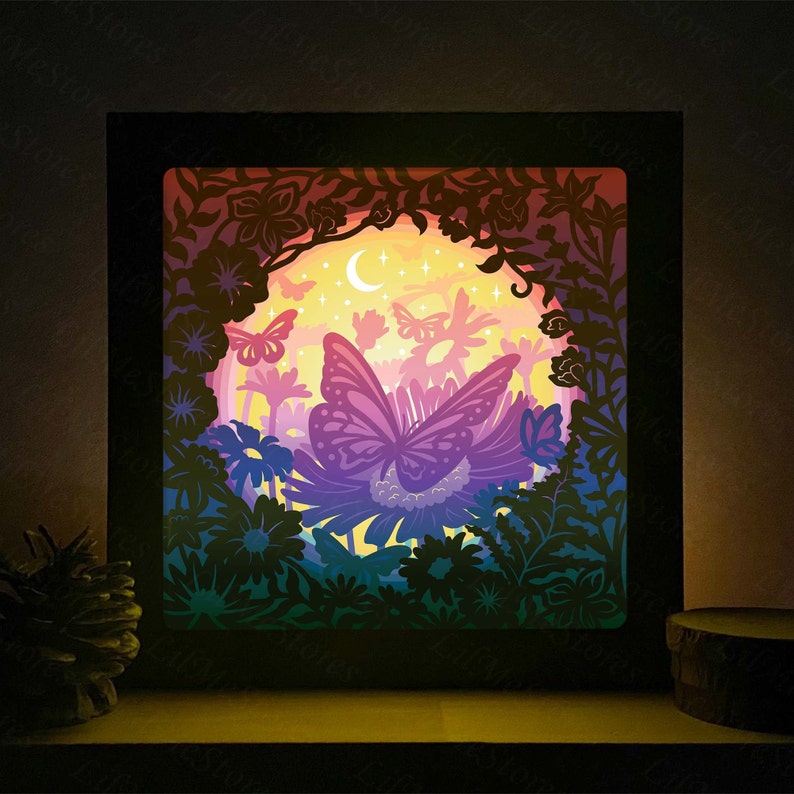 Butterfly 2 Paper Cut Light Box Template 3D Papercut Lightbox - Etsy