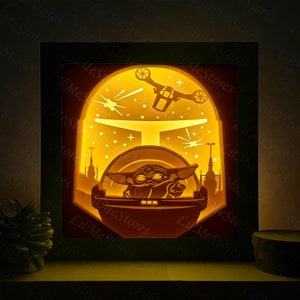 Space Travel Square Paper Cut Light Box Template 3D Papercut - Etsy