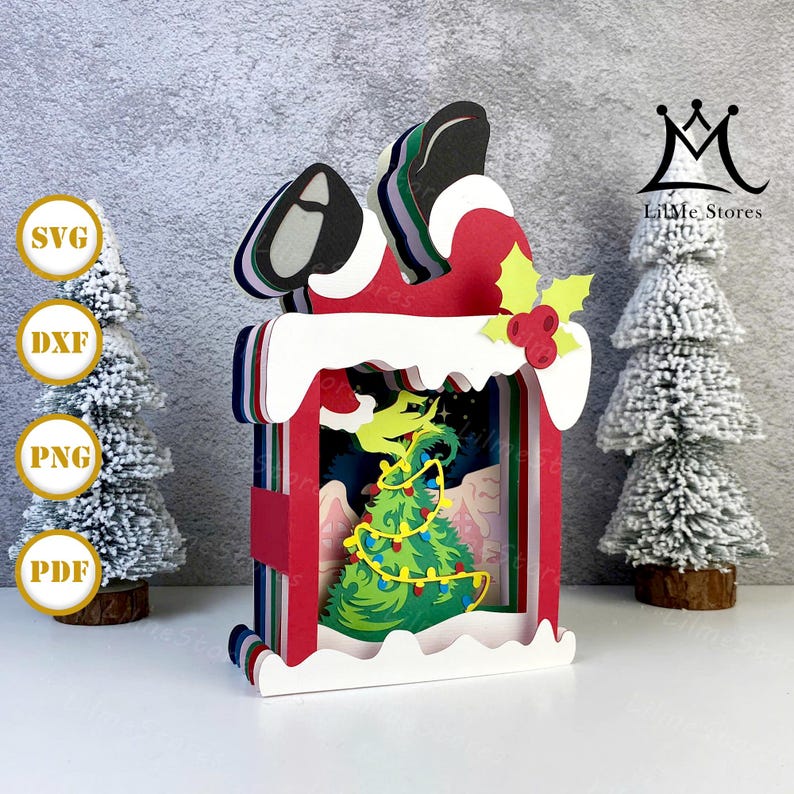 Santa Chimney Pop-up Card SVG, Popup SVG Cutting File, Popup Gift ...