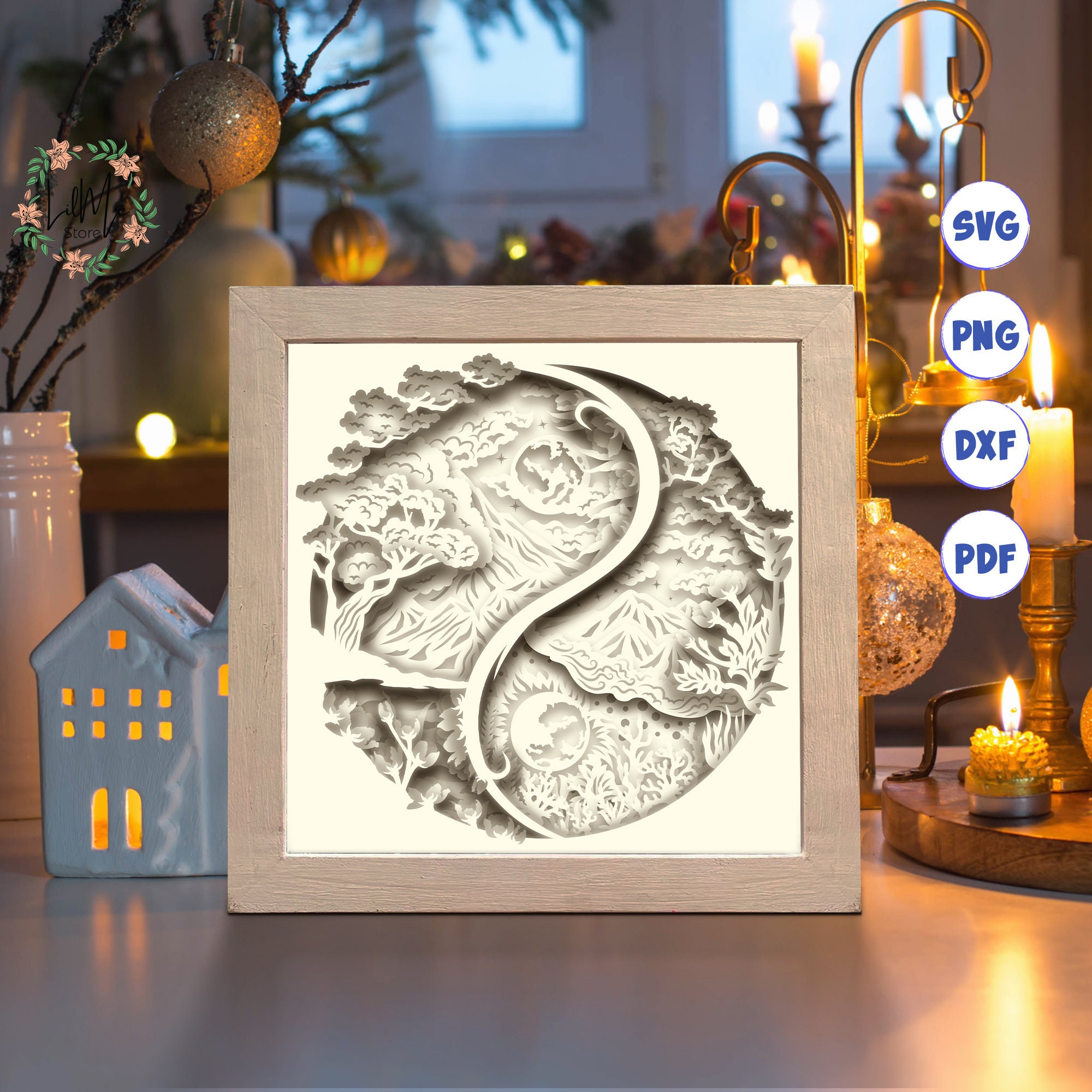 Yin Yang Shadow Box SVG: Layered Paper Cut Template (digital Download ...