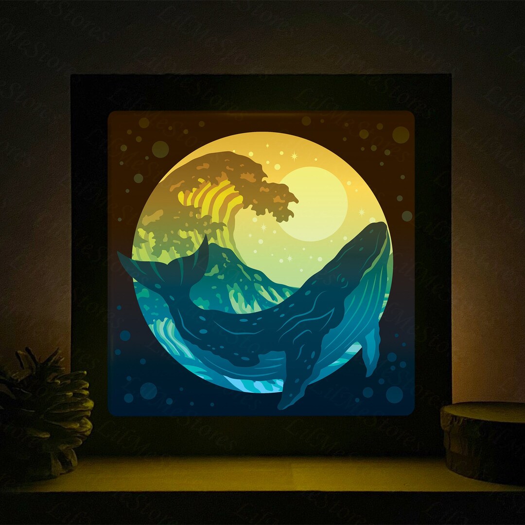 Whale 4 Paper Cut Light Box Template 3D Papercut Lightbox Svg - Etsy