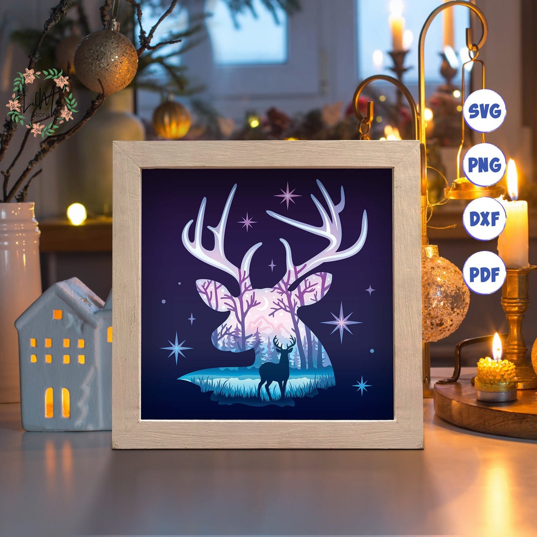 3D Deer, Shadow Box Svg, for Cricut, for Silhouette, Layered Template ...