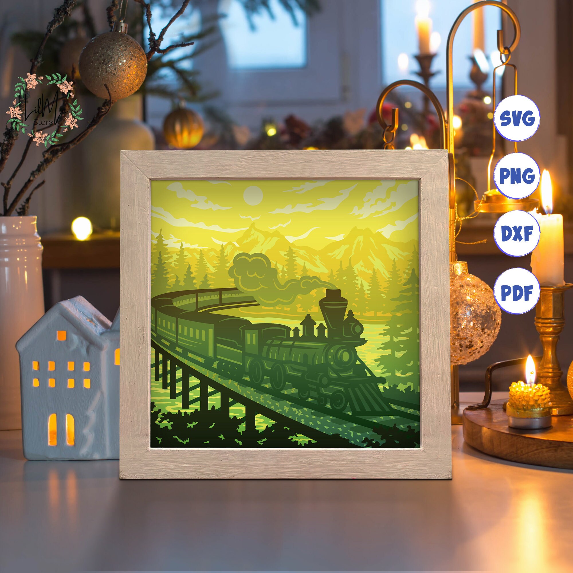 3D Train Shadow Box SVG: Layered Paper Cut Template (digital Download ...