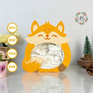 Moon Fox Box Template, 3D Shadow Box SVG Files, Shadow Box Paper Cut ...