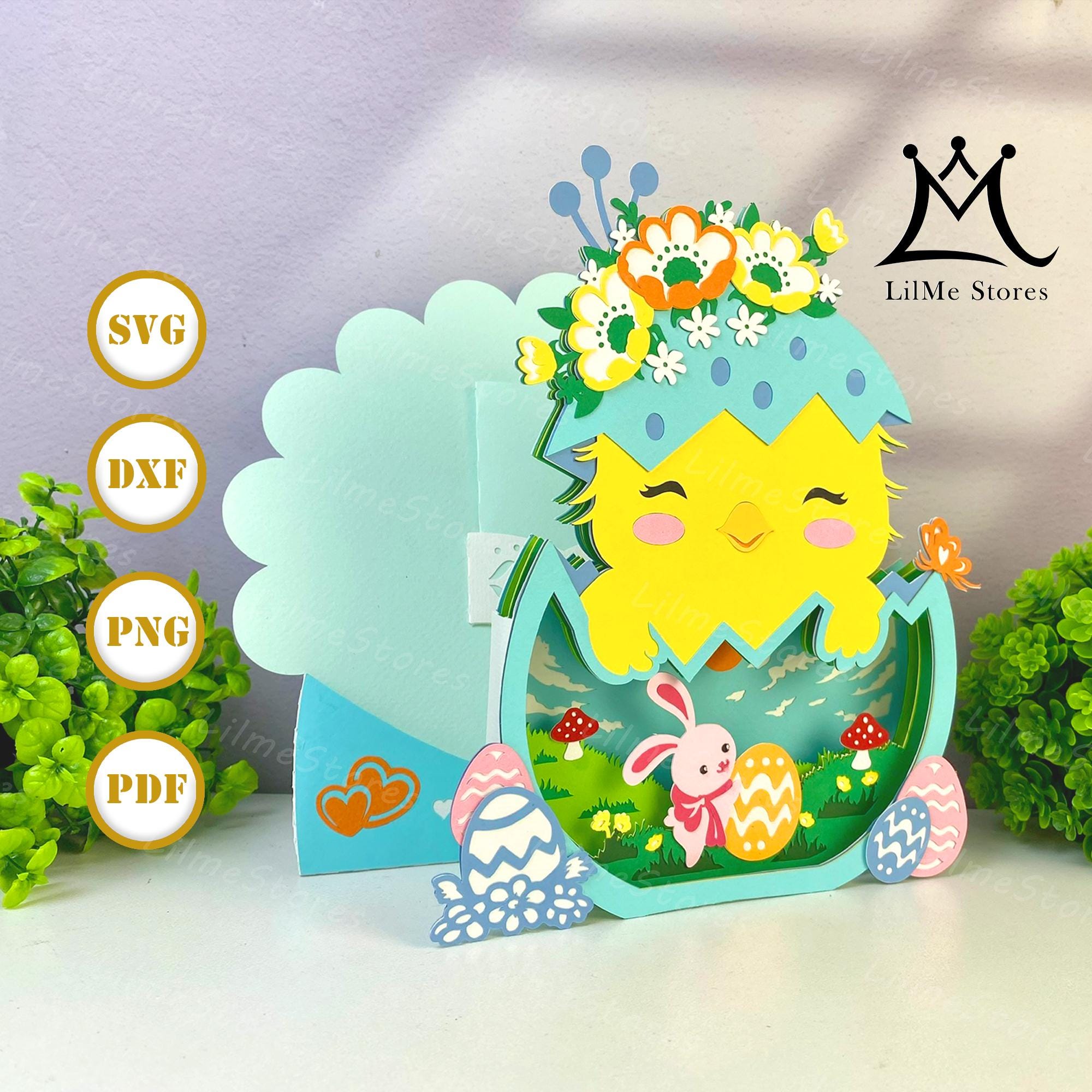 Easter Chick Pop-up Card Paper Cut: Easter Shadow Box Lantern SVG ...
