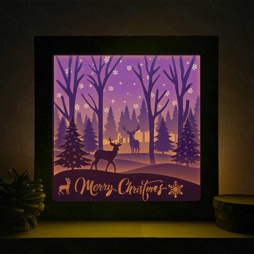 Merry Christmas Shadow Box Lightbox Christmas Village 3D - Etsy