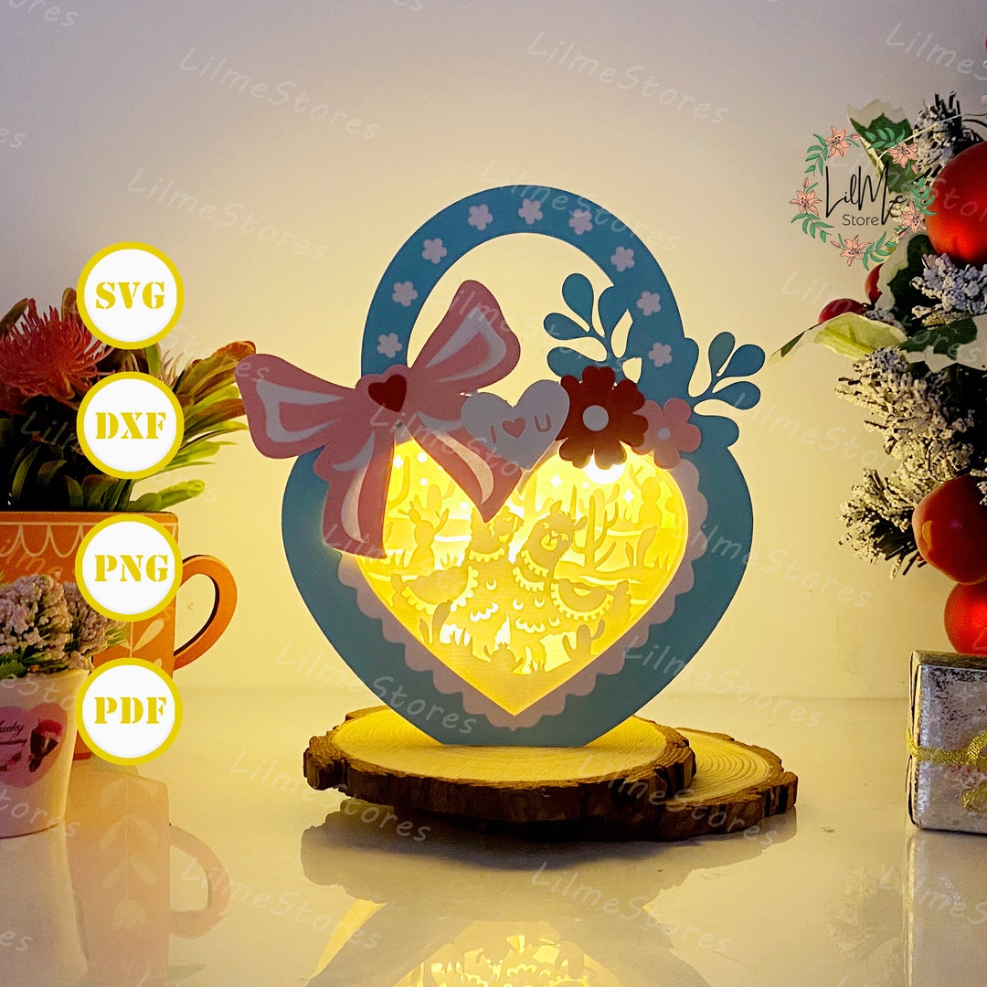 Alpaca Couple Bag Love Box Template, 3D Shadow Box SVG Files, Shadow ...