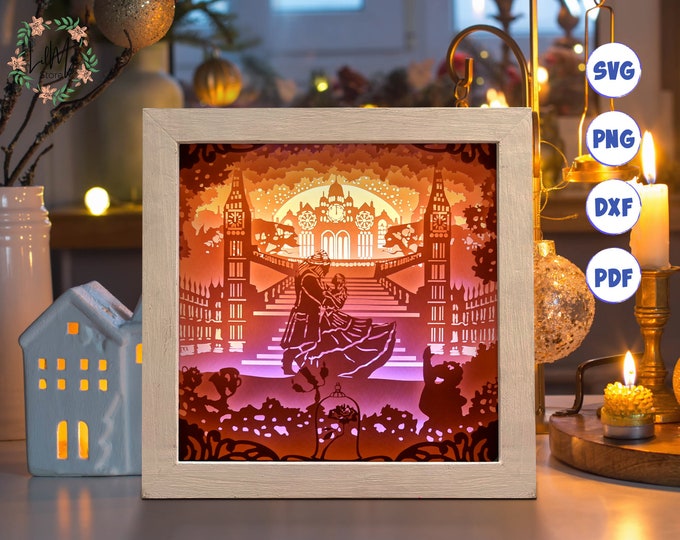 Cinderella, Castle and Glass Slipper, 3D Shadow Box, Layered Paper Art ...
