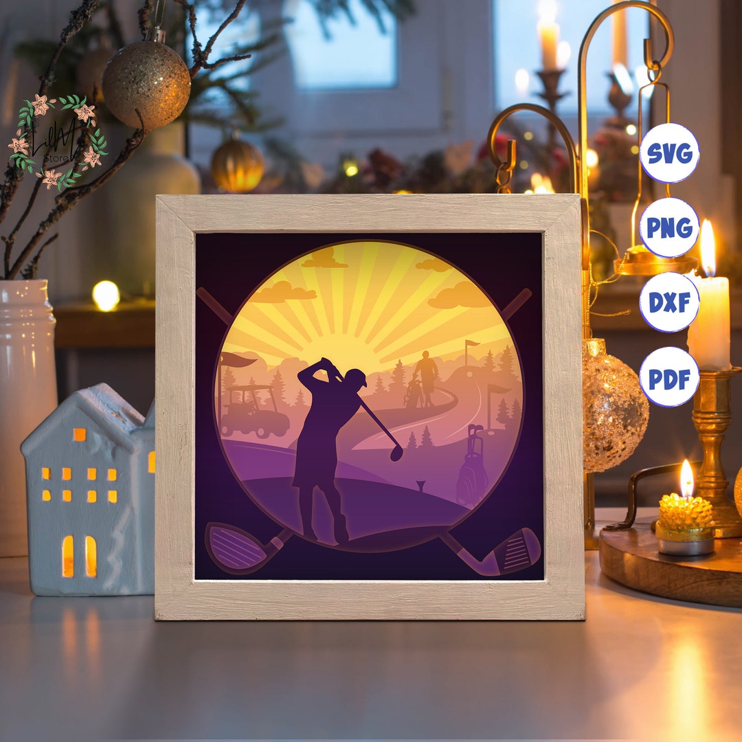 3D Golf Shadow Box SVG: Layered Paper Cut Template 1 - Etsy