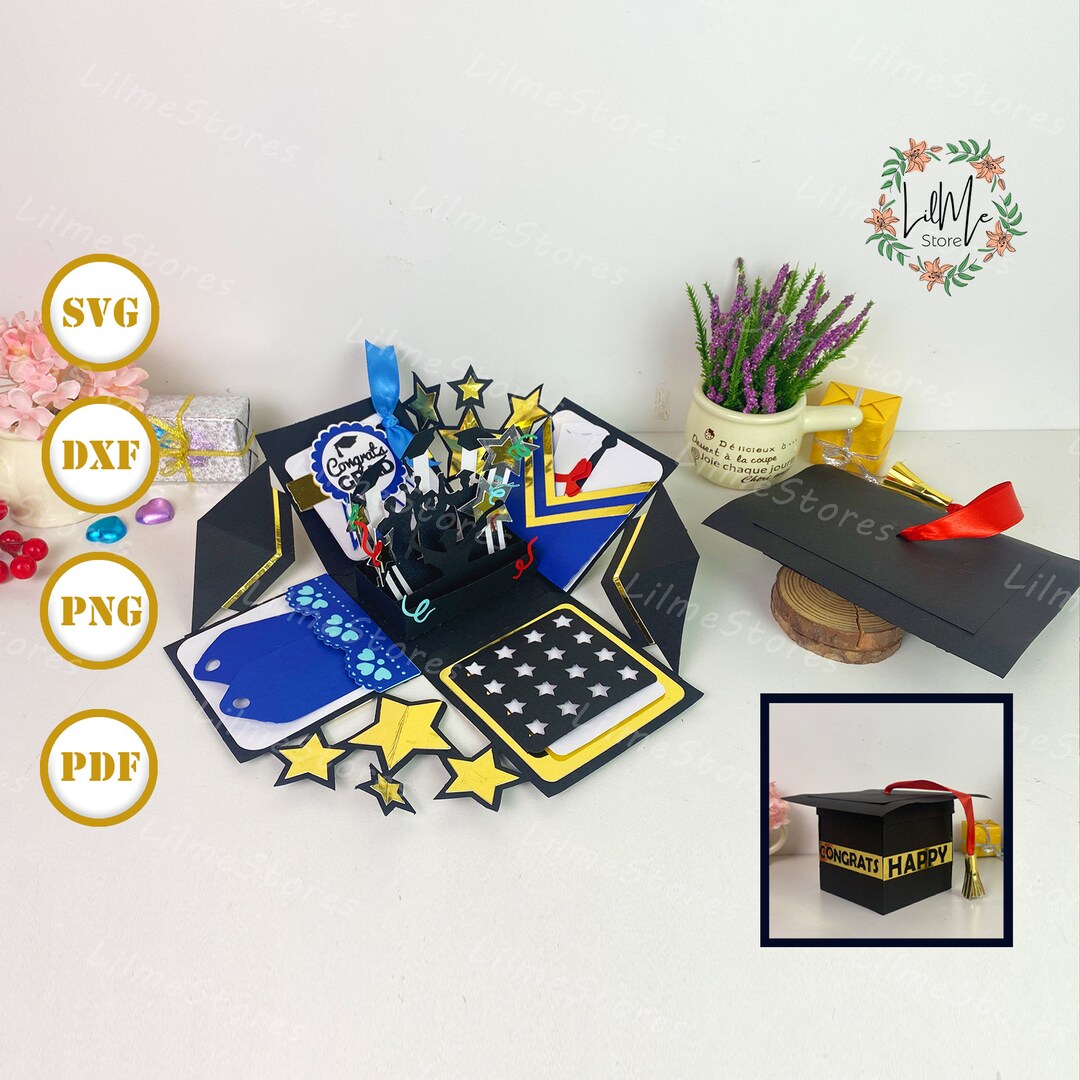 Graduation Surprise Box Svg, Surpise Gift Box, SVG Template, Photo ...
