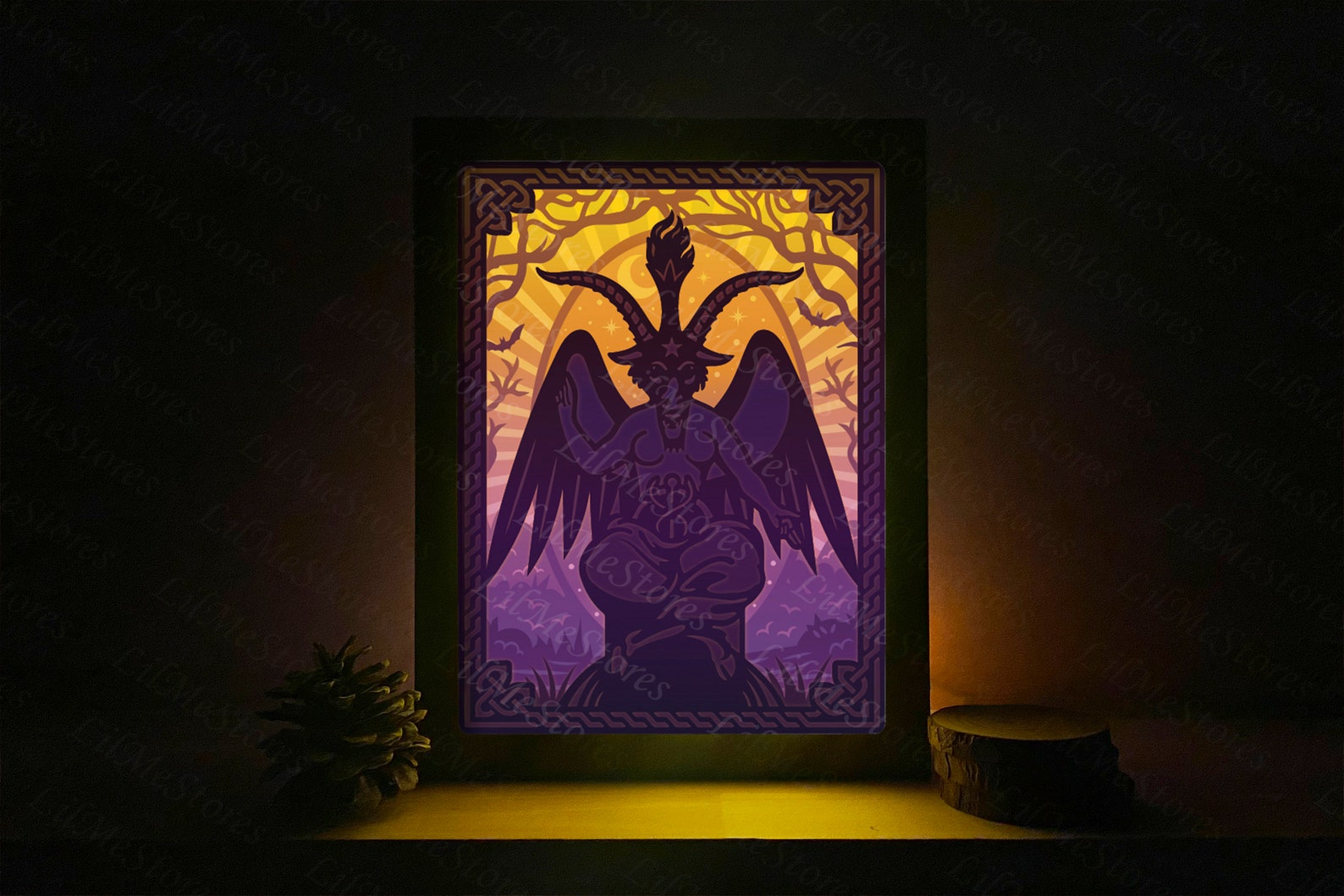 Baphomet Paper Cut Light Box Template 3D Papercut Lightbox - Etsy