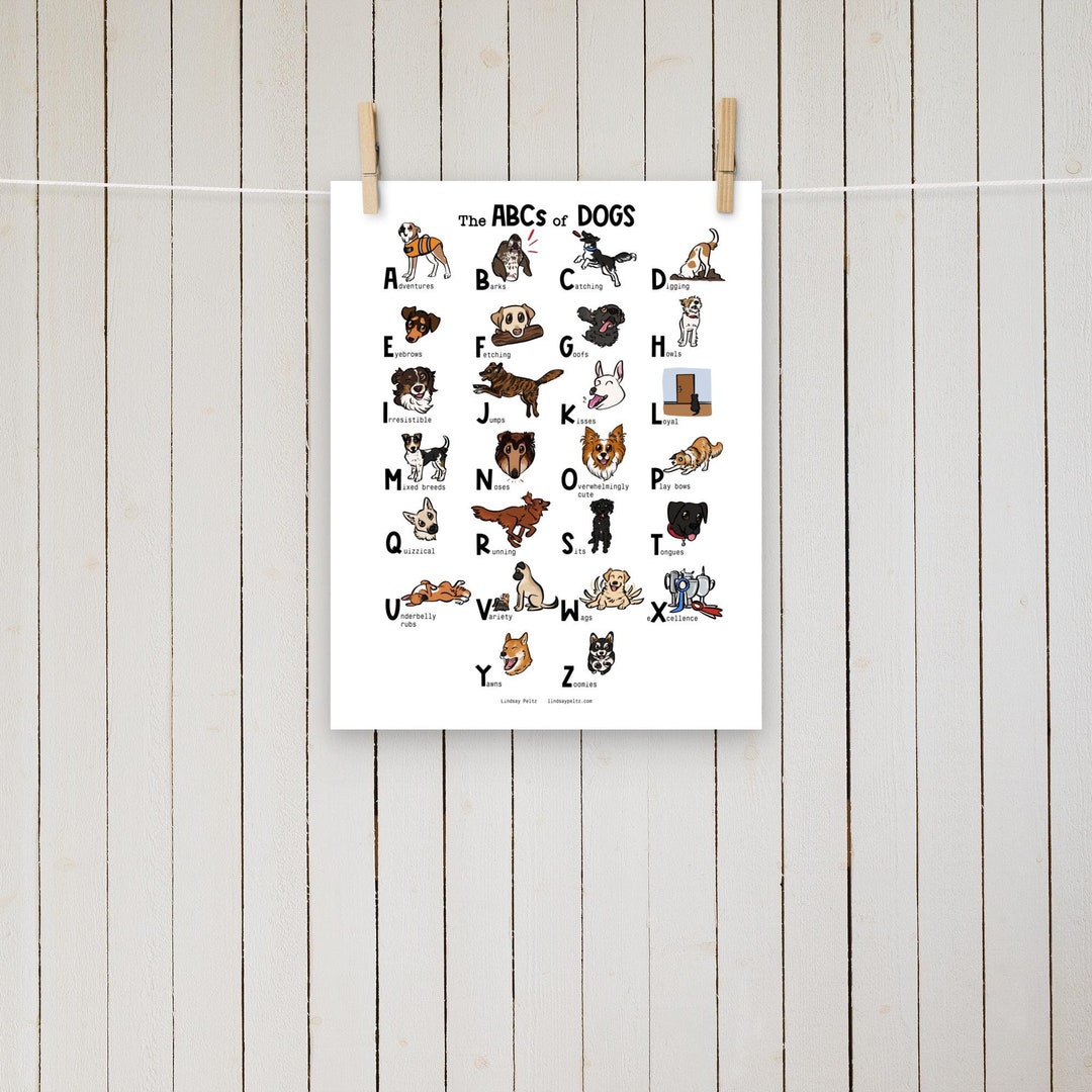 The Abcs of Dogs Original Art Print Poster, Dog Lover Gift - Etsy