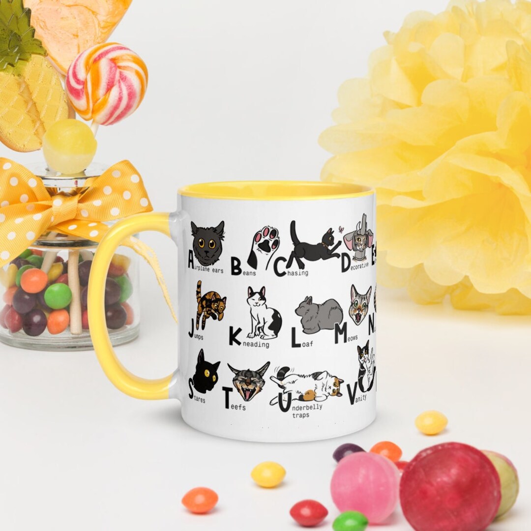 The Abcs of Cats Ceramic Mug With Colour Inside Cat Lover - Etsy