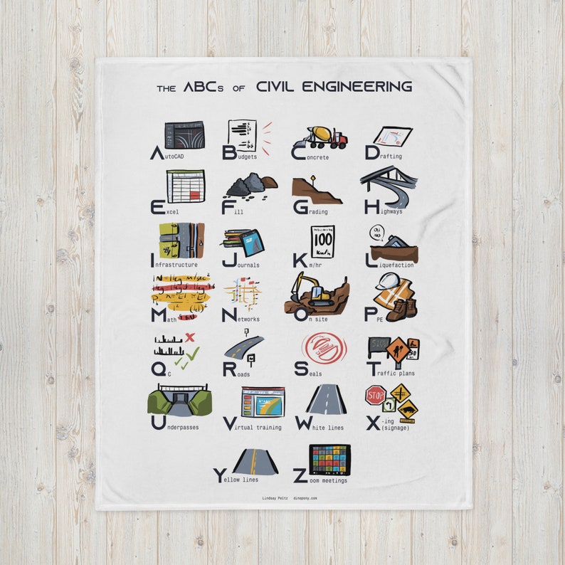 The Abcs of Civil Engineering Throw Blanket American/us - Etsy