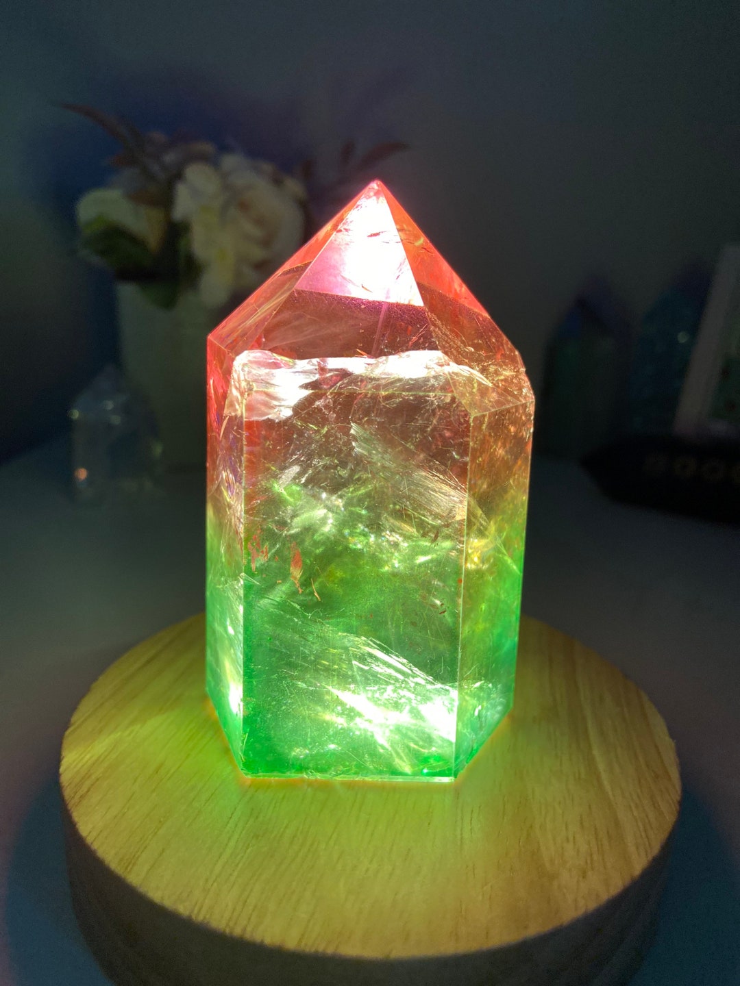 Pink and Green Aura Quartz LED Lamp - Etsy