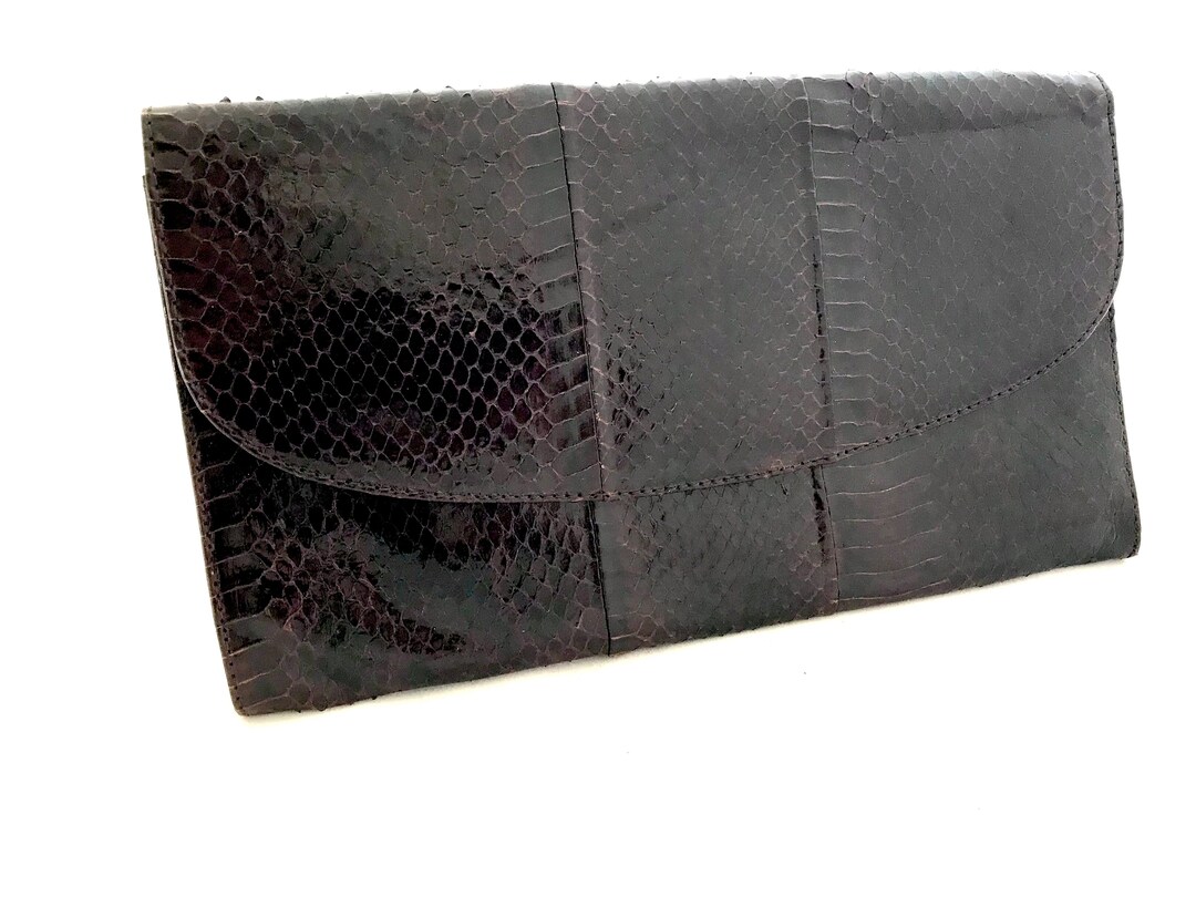 Vintage Snake Print Clutch Bag, 70's Brown Snake Style Classic Bag - Etsy