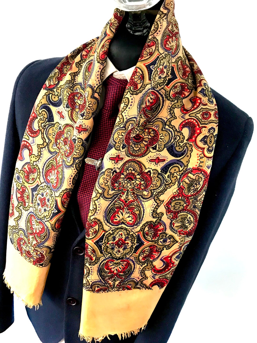 Men's Vintage Art Nuevo Scarf 60s All Original Mod Silk - Etsy