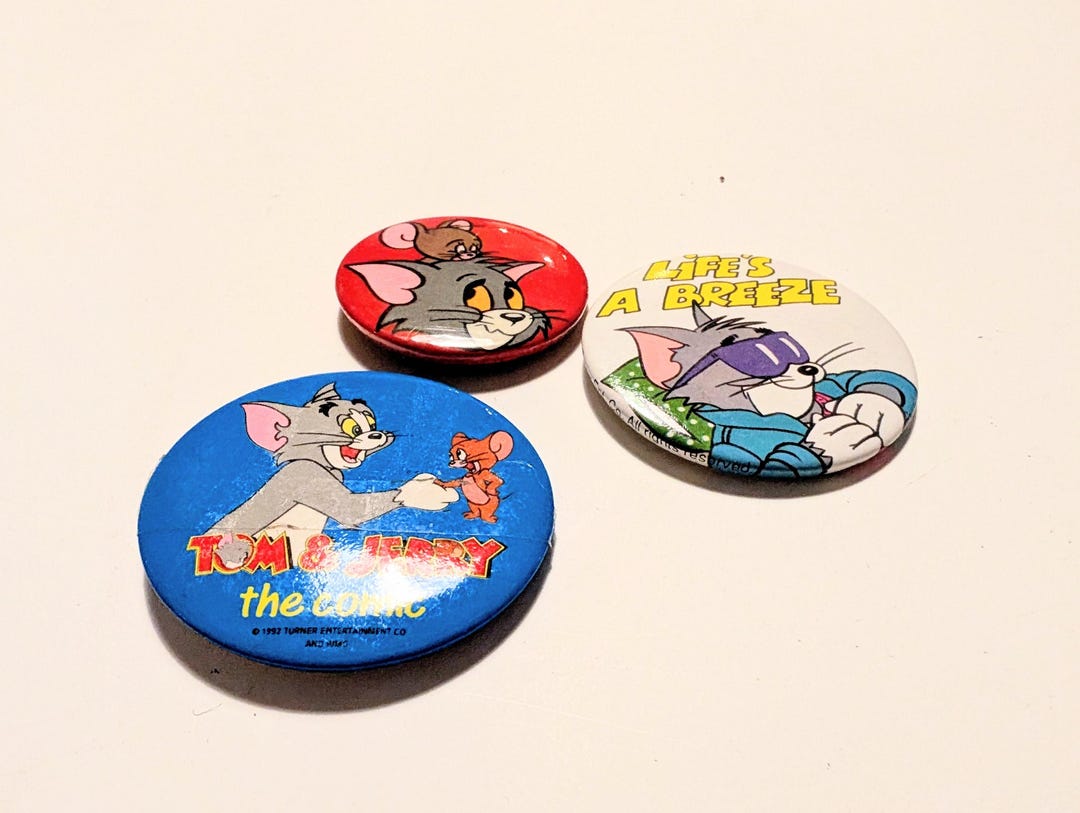 Vintage Tom & Jerry Badges, Retro Cartoon Buttons TV Pins. - Etsy