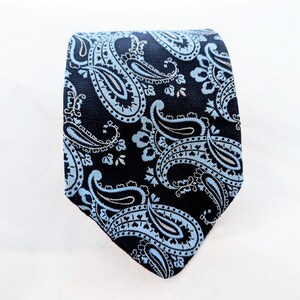 Mens Vintage Paisley 60's Blue Kipper Tie, Gents Rare Retro Psychedelic ...