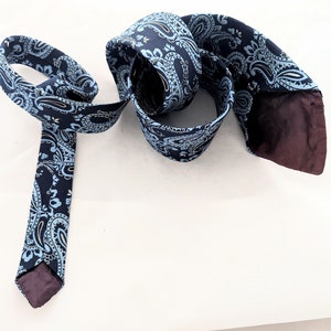 Mens Vintage Paisley 60's Blue Kipper Tie, Gents Rare Retro Psychedelic ...