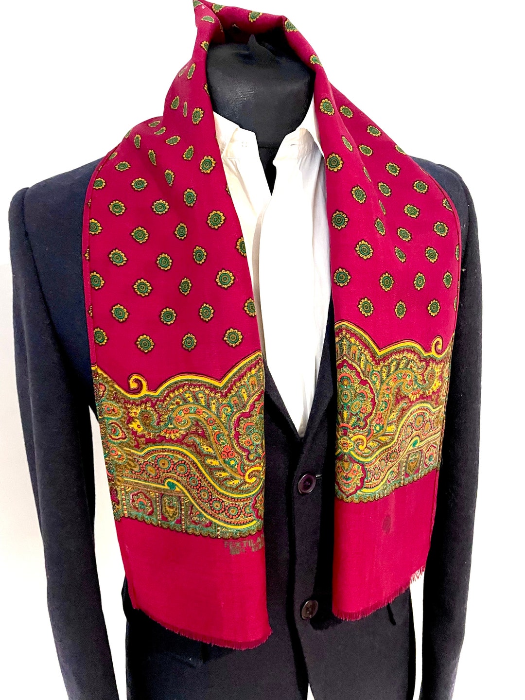 Mens Vintage Scarf, Vintage Scarf Mens Paisley, 60s Original Mod Scarf ...