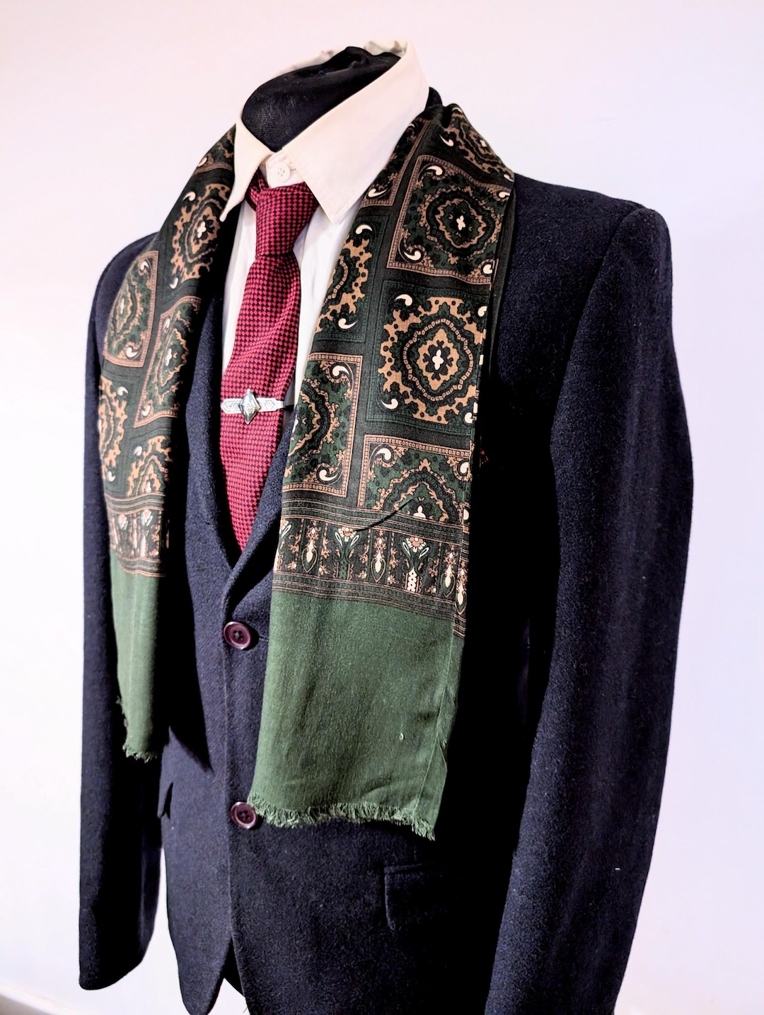 Men's Vintage Aboriginal Scarf, 60’s All Original Retro Green ...