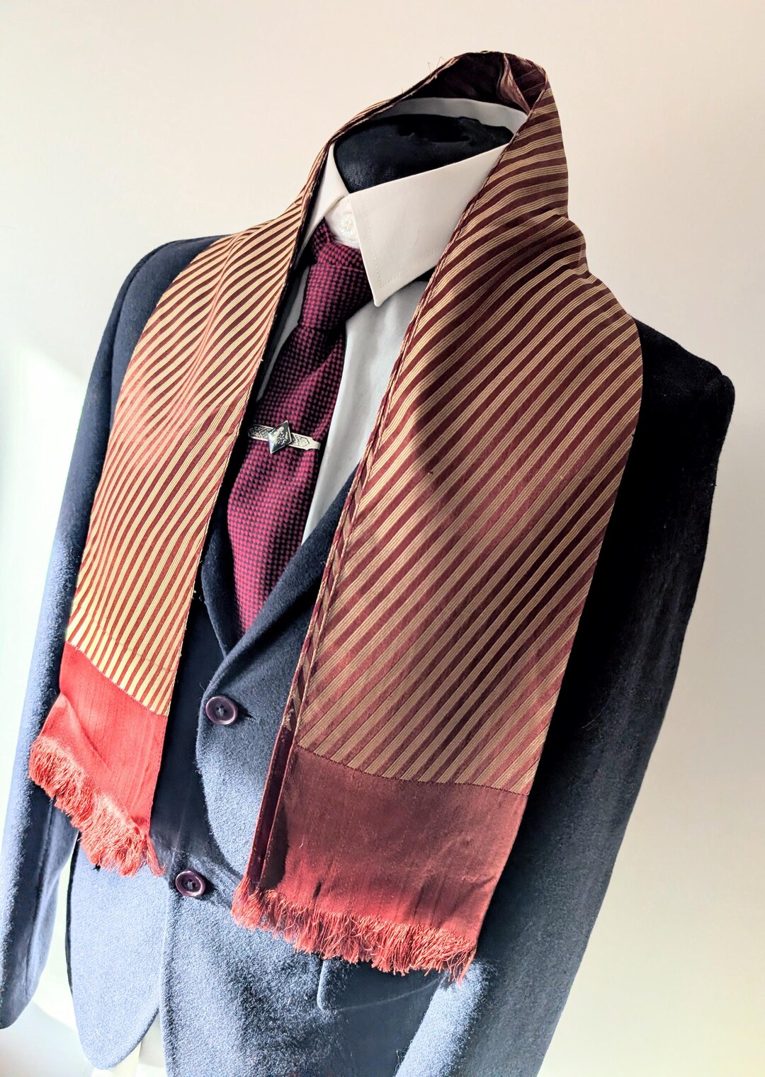 Vintage 60s Sily Scarf: Red Stripe Tassel Retro Cravat - Etsy