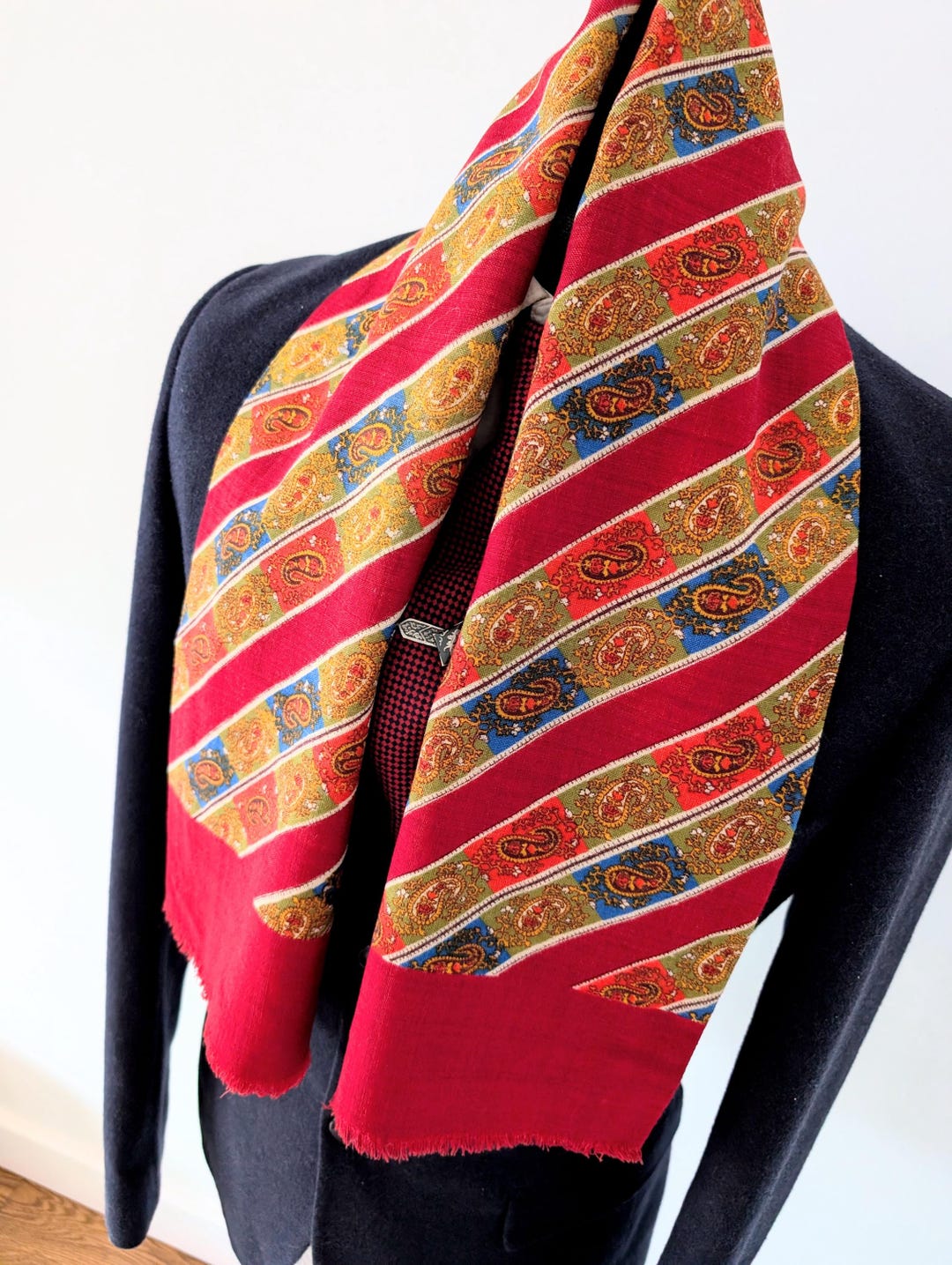 Men's Vintage Aboriginal Scarf, 60’s All Original Retro Red Aboriginal ...