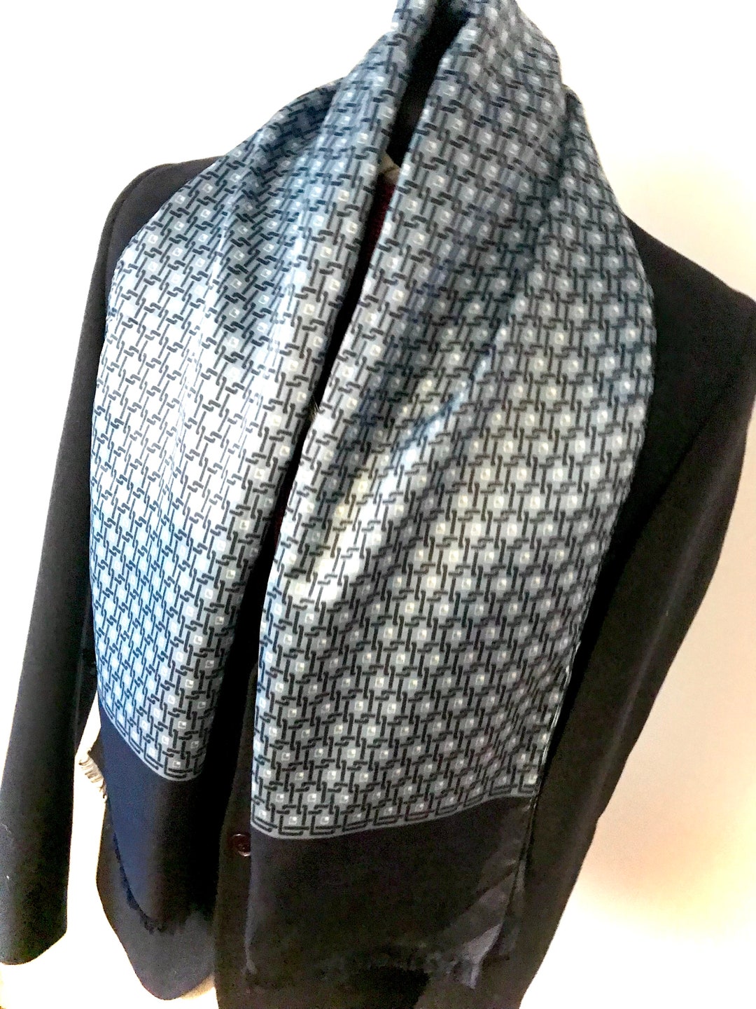 Men's Vintage Aboriginal Scarf, 60s All Original Blue Mod Silky Necktie ...