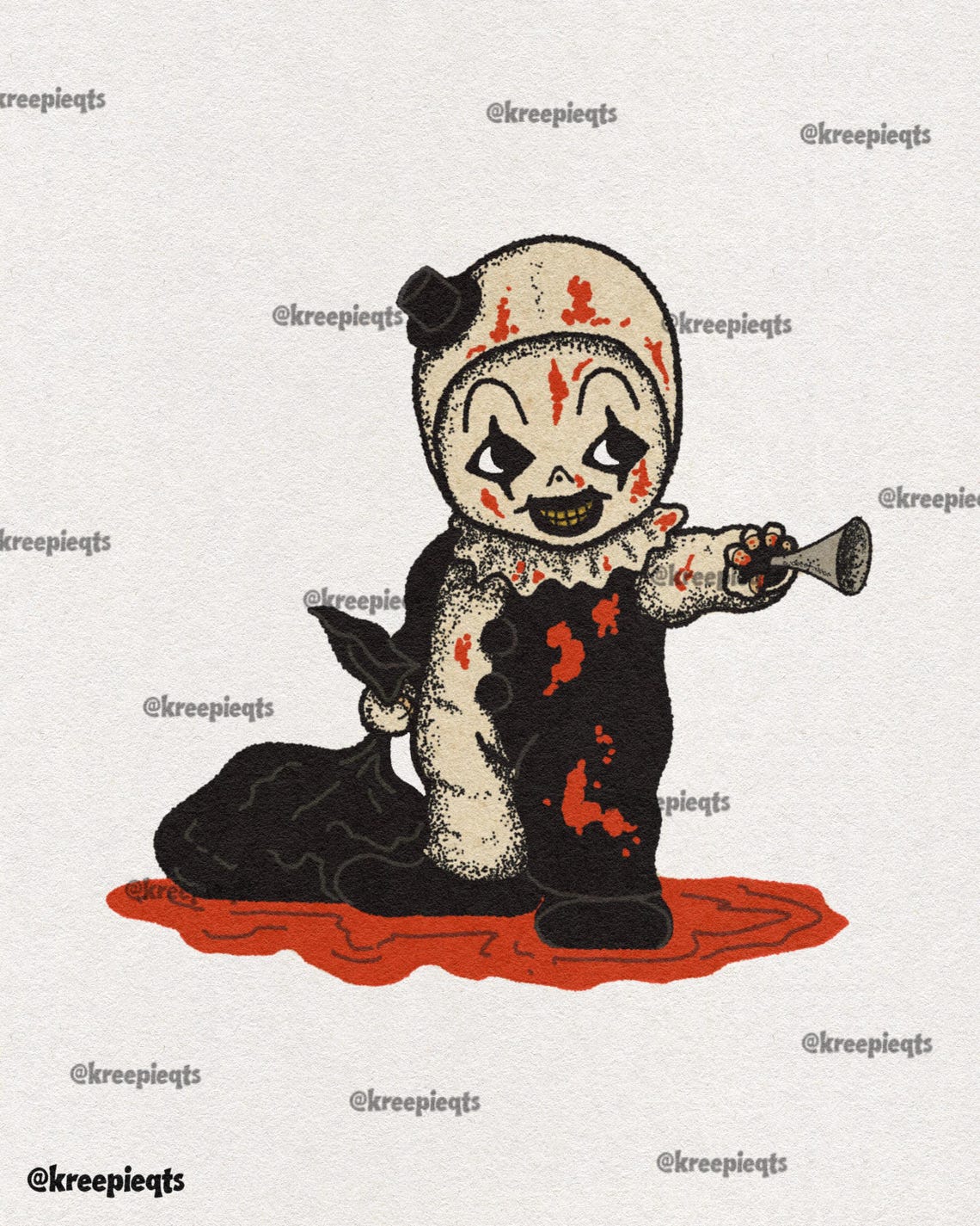 Slasher Clown Inspired Horror Print: Spooky Kewpie Style, Gorecore Art ...