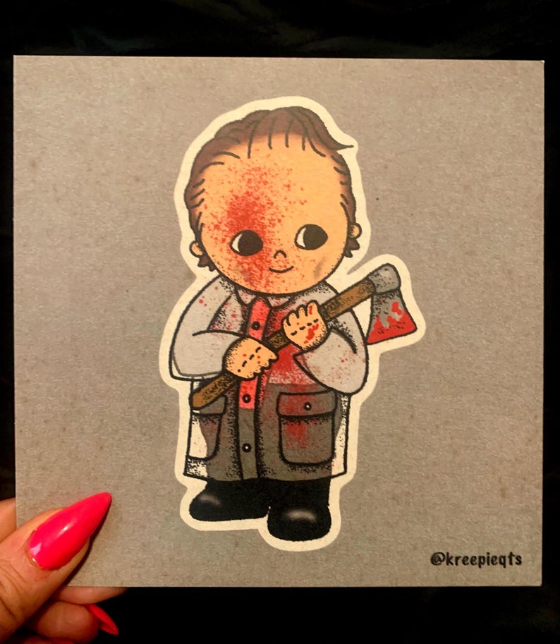 American Psycho Mini Art Print: Patrick Horror Wall Decor (6x6 Inch) - Etsy