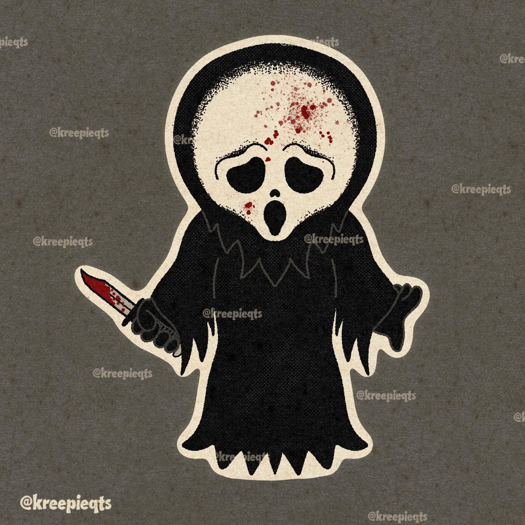 Ghost Mask Slasher Inspired Art Print: Creepy Kewpie Horror ...